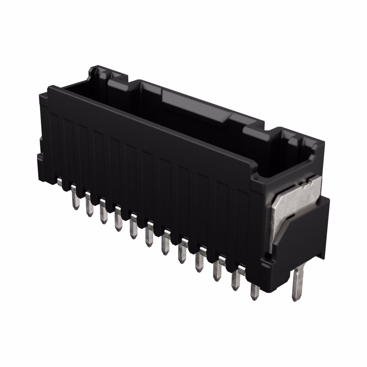 Micro-One Wire-to-Board Header, Vertical, 2.00mm Pitch, Single Row, Glow-Wire Capable, Through Hole, 12 Circuits, Tin-Bismuth Plating, Black, with Potting Capability for sale