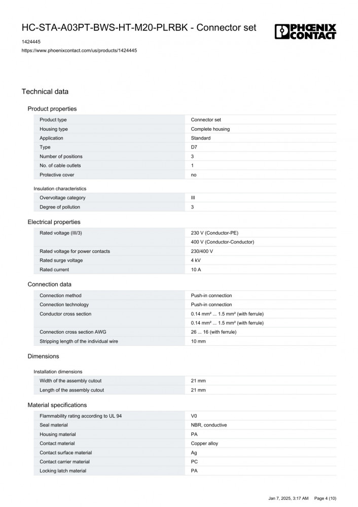 Phoenix Contact 1424445 technical document page 4