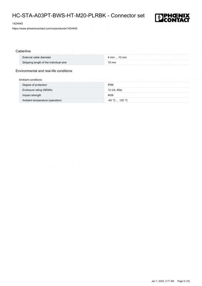 Phoenix Contact 1424445 technical document page 5