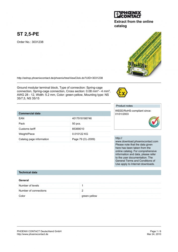 ST 2,5-PE technical document page 1