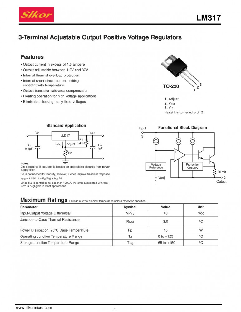 LM317 datasheet page 1