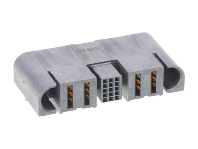 EXTreme Ten60Power Right-Angle Receptacle with Side Guides, 3 DC Power Circuits, 15 Signal Circuits, 3 DC Power Circuits, Press Fit Tail