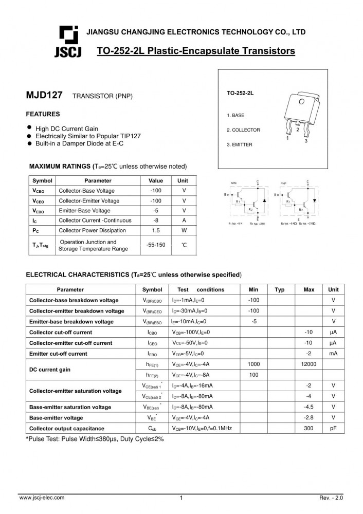 MJD127 datasheet page 1