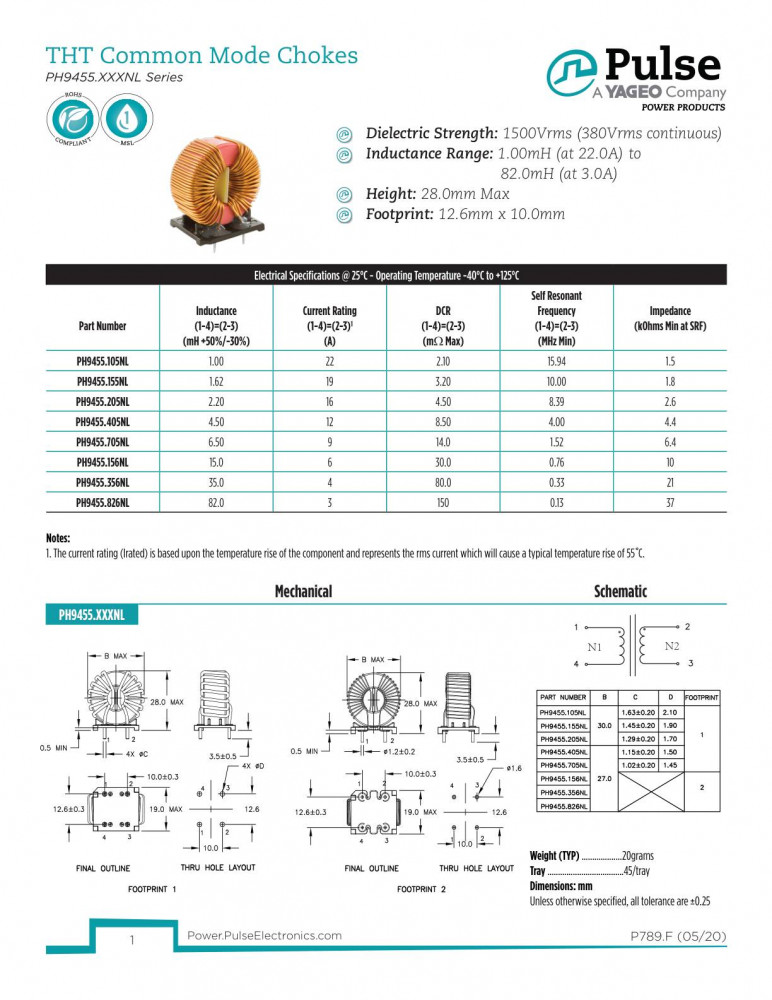 PH9455 series technical document page 1