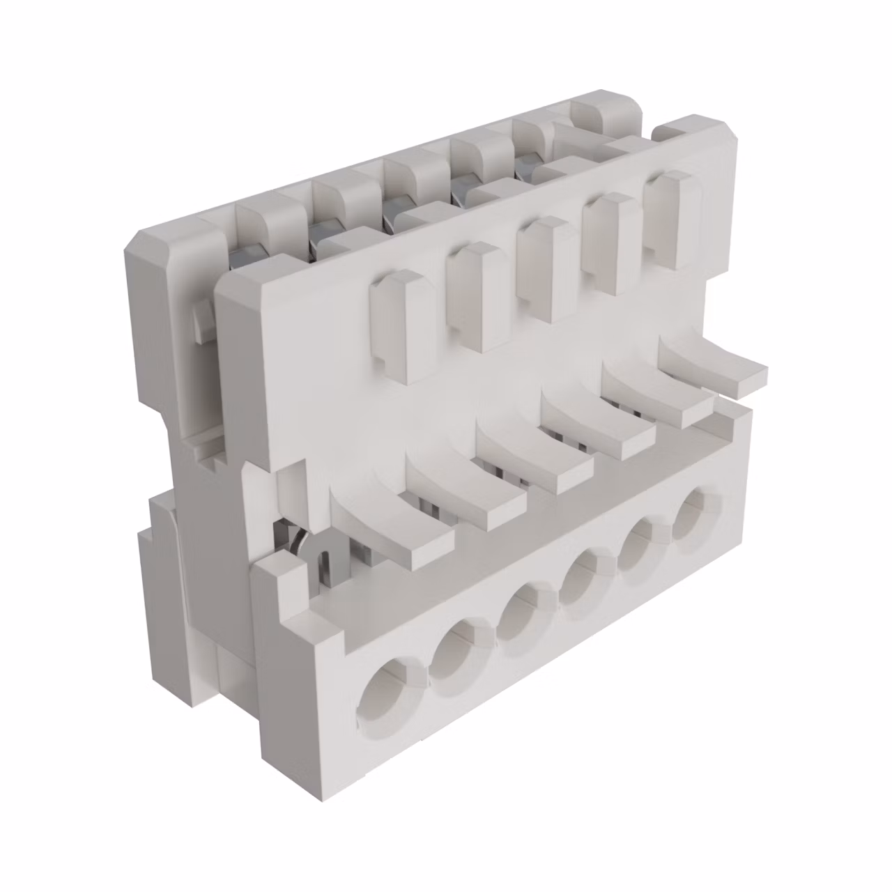 Appli-Mate RAST 2.5 IDT Connector, 2.50mm Pitch, Direct/Indirect, Female, Beaded Terminal, 6 Circuits, Position Keys A and G Removed, Open Endwalls, Polarizing Rib Between 5/6 for sale