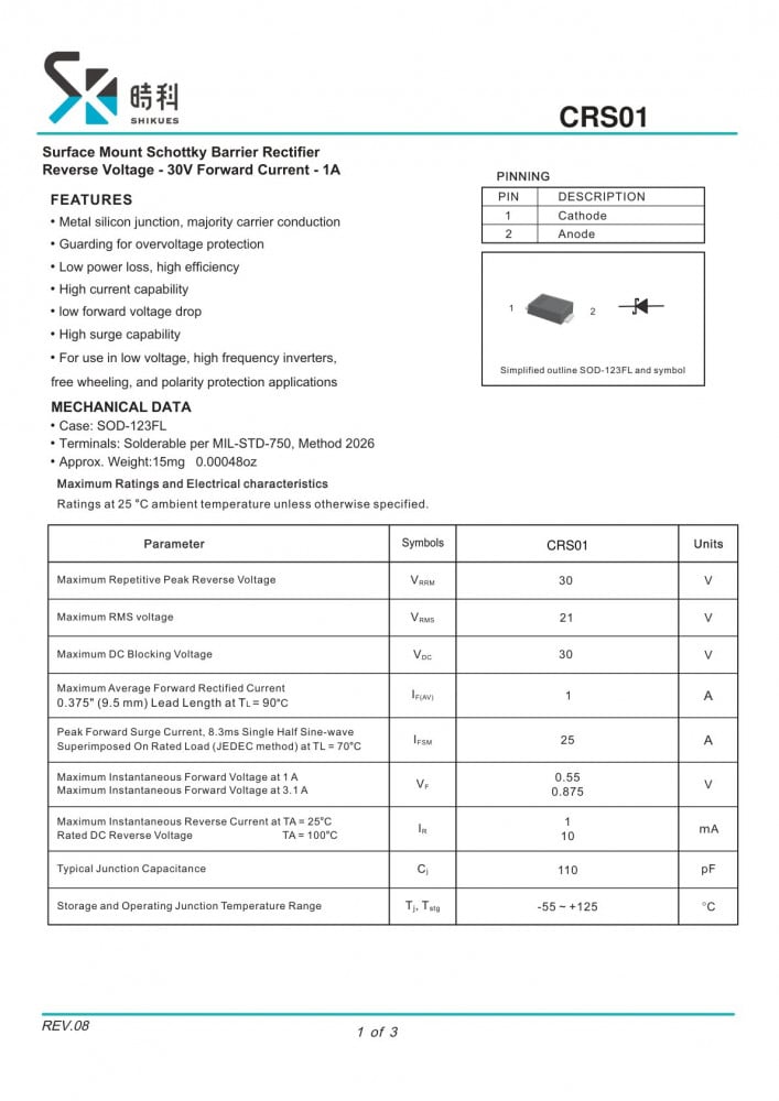 CRS01 datasheet page 1