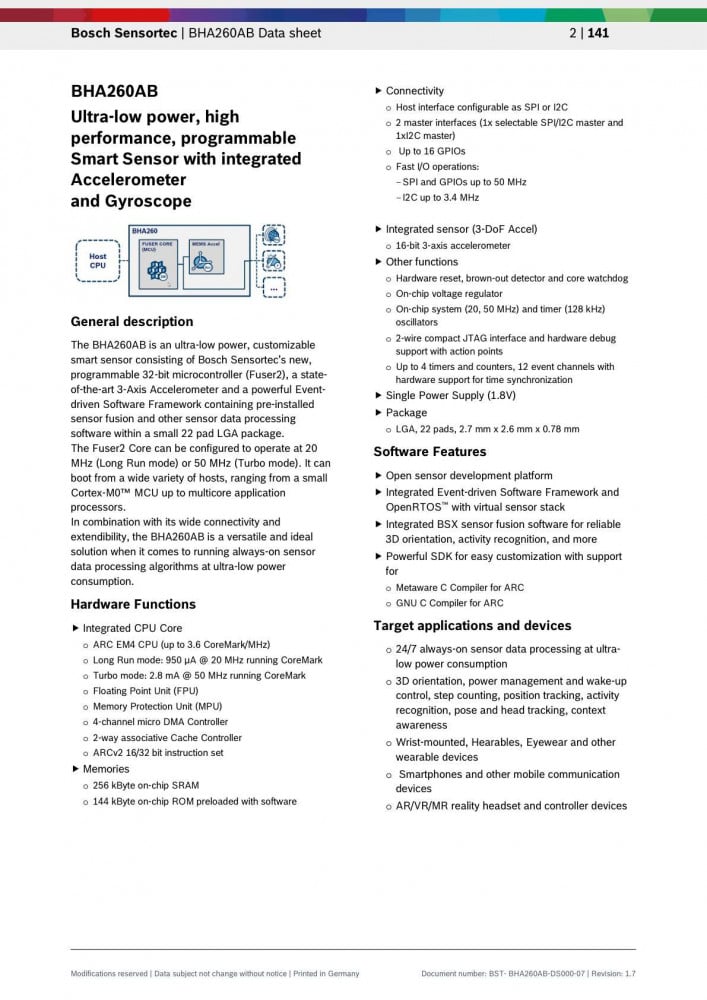BHA260AB datasheet page 2