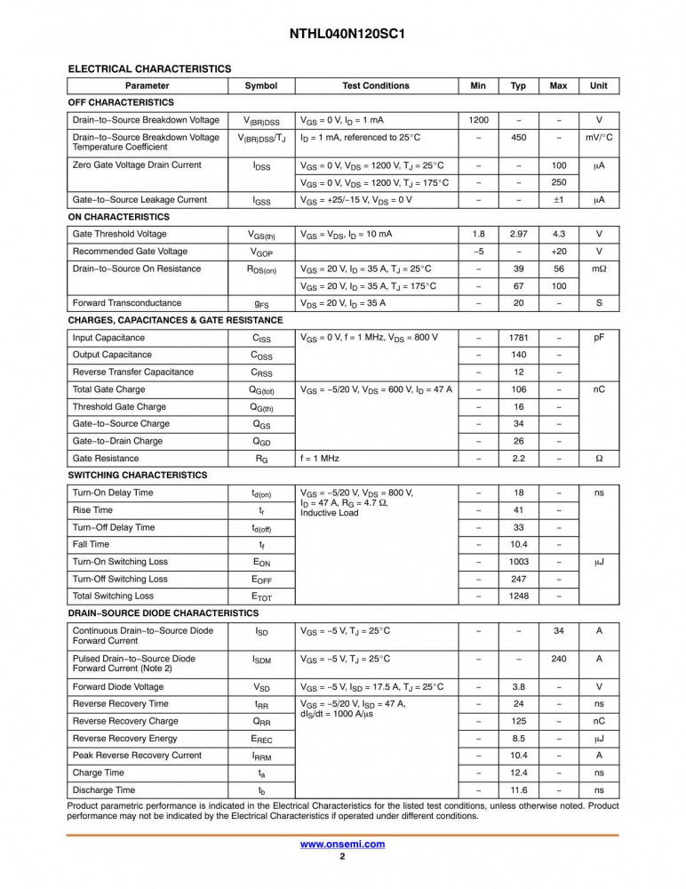 NTHL040N120SC1 datasheet page 2