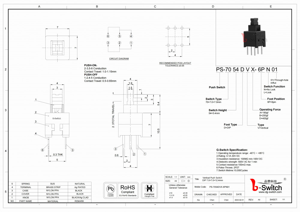 PS-7054DVB-6PN01 technical document page 1