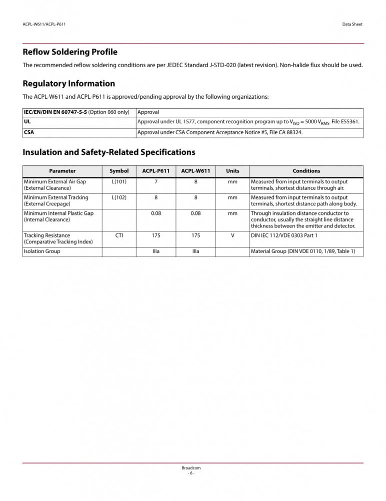 ACPL-W611-560E datasheet page 6