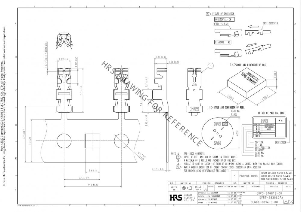HRS DF57-2830SCFA technical document preview