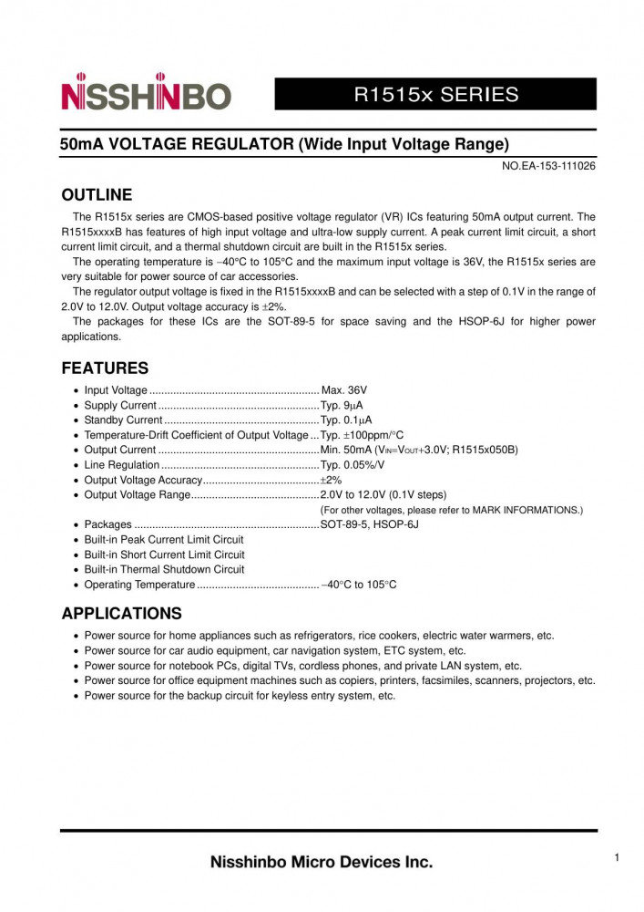 R1515 datasheet page 1