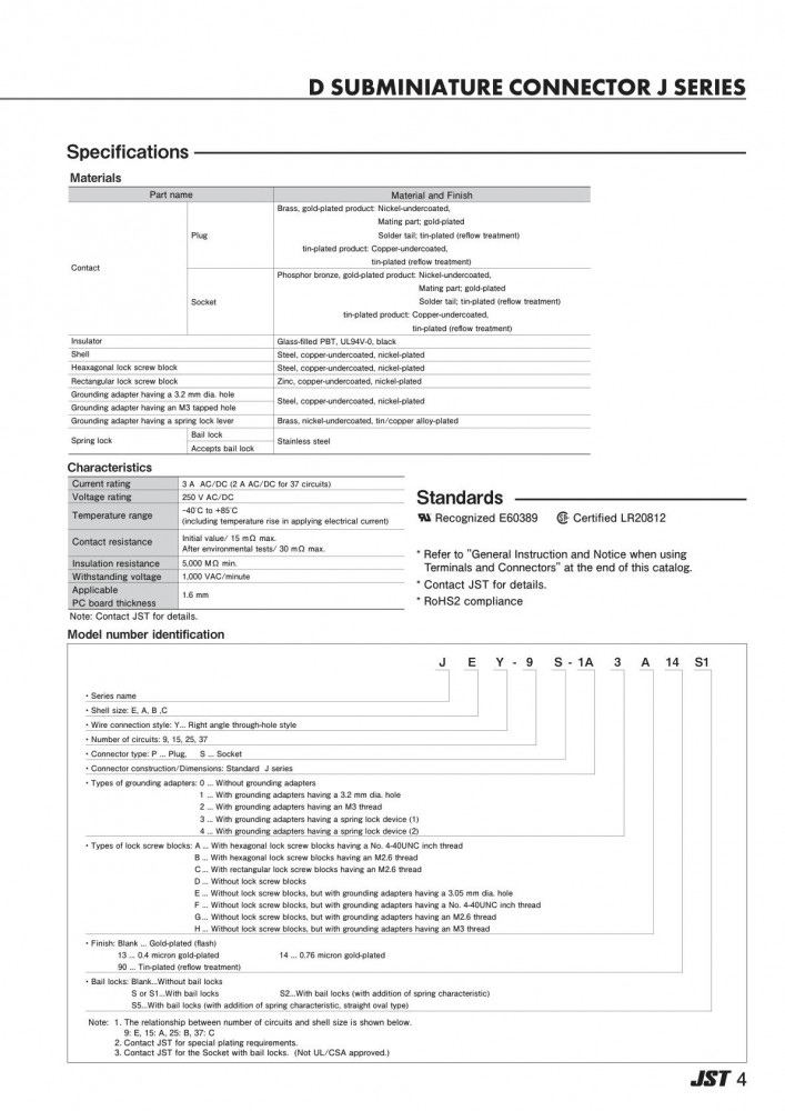 JST J Series technical document page 4