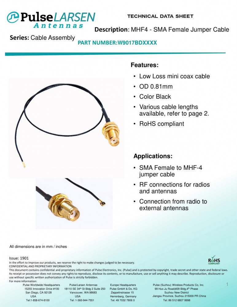 W9017BD0250 technical document page 1