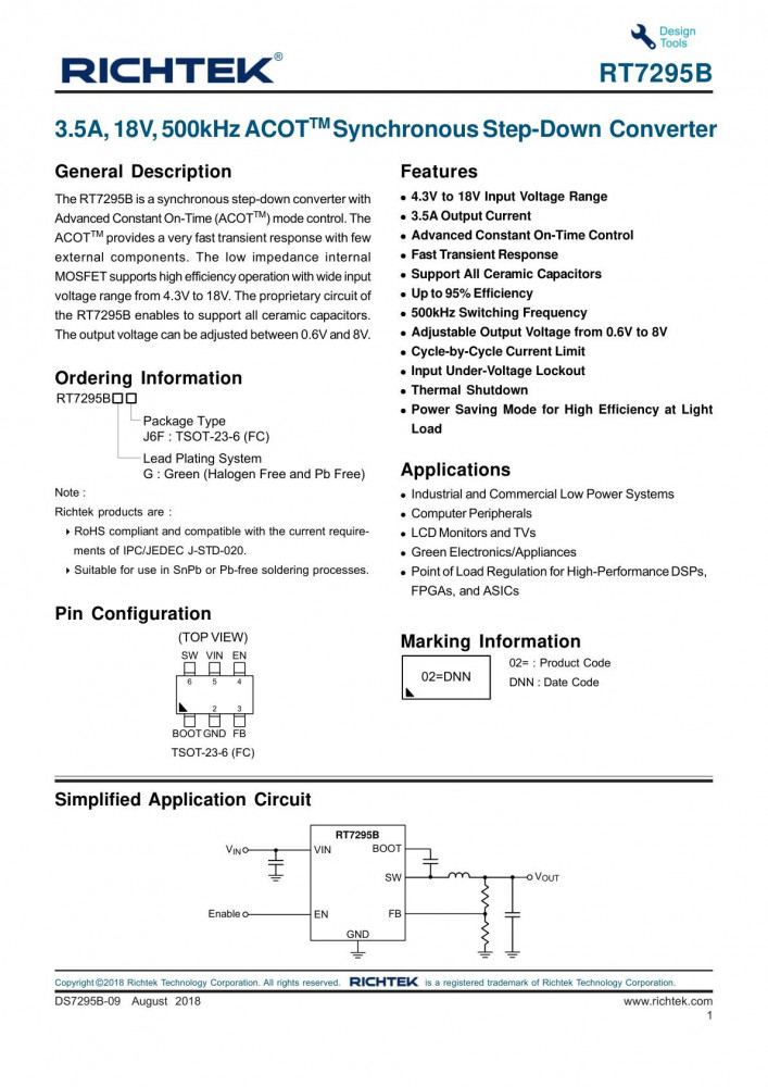 RT7295B datasheet page 1