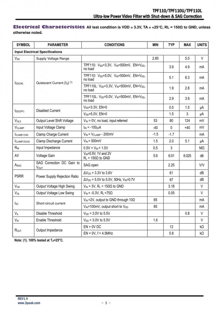 TPF110-CR datasheet page 3