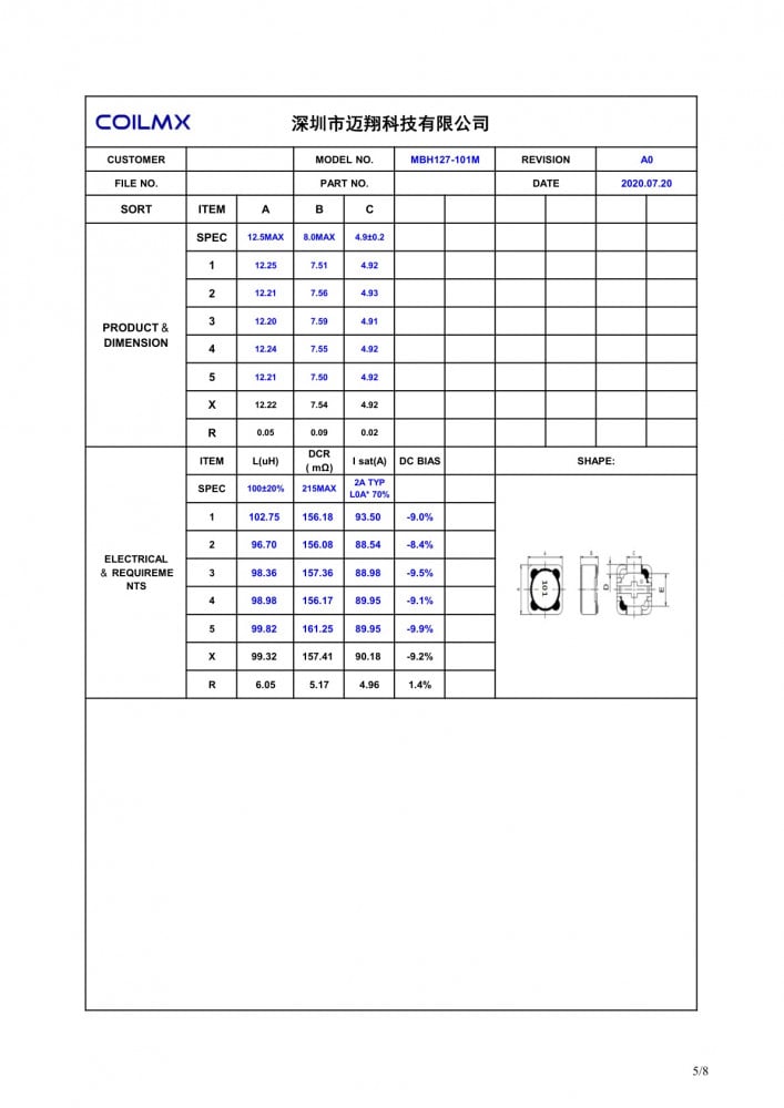 MBH127-101M specification page 5
