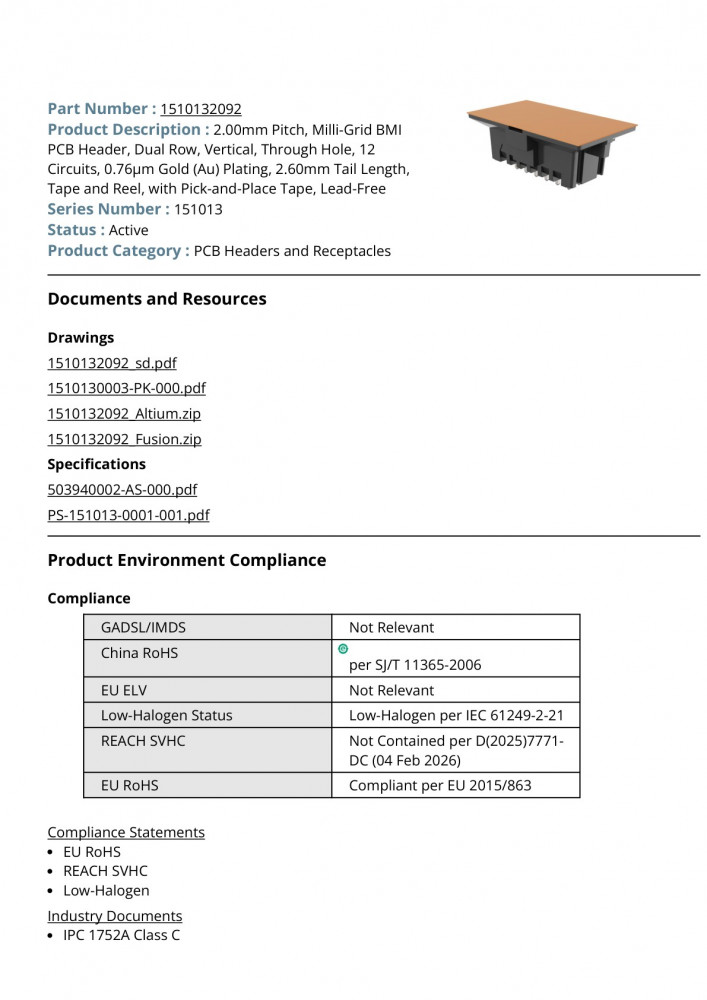 Molex Milli-Grid technical document page 1