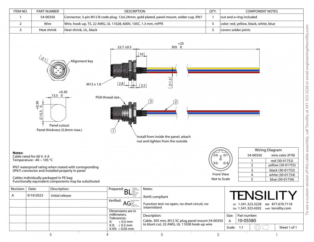 Tensility International 10-05580 product drawing