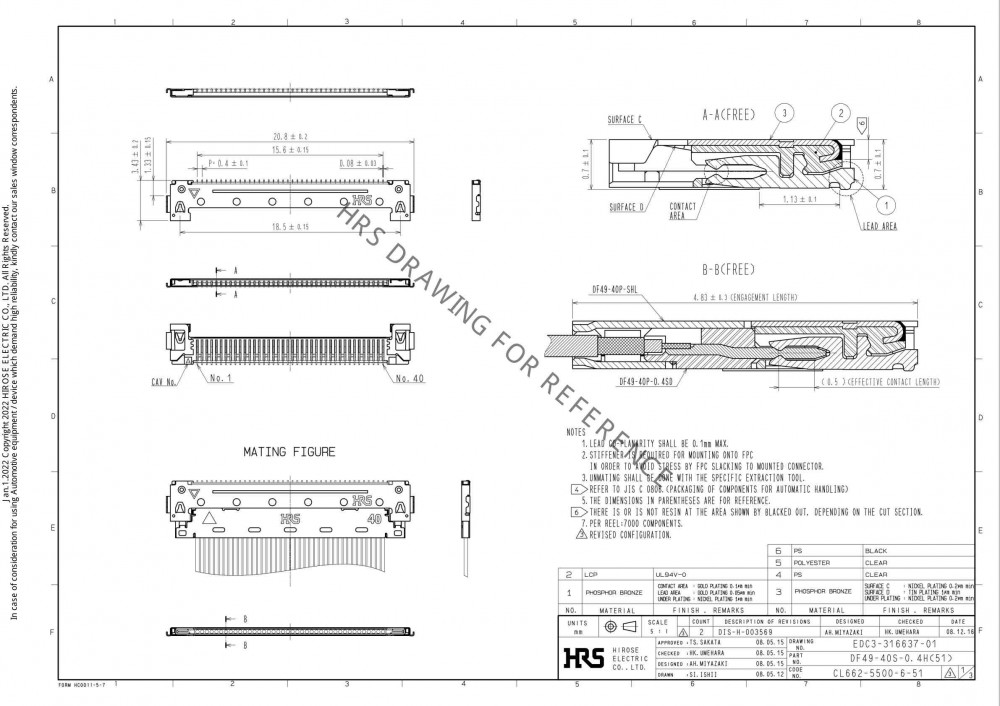 HRS DF49-40S-0.4H(51) technical drawing page 1