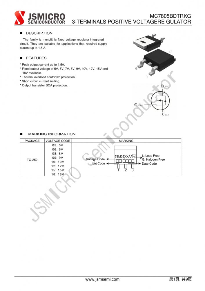 MC7805BDTRKG-JSM datasheet page 1