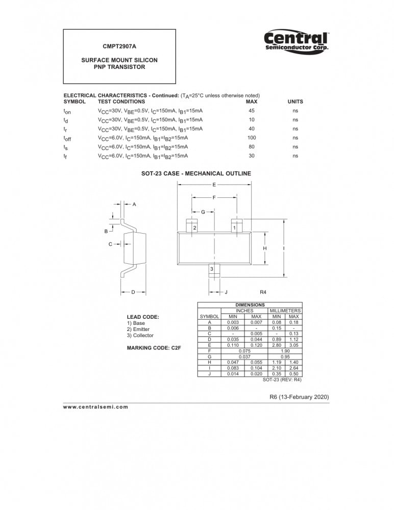 CMPT2907A datasheet page 2
