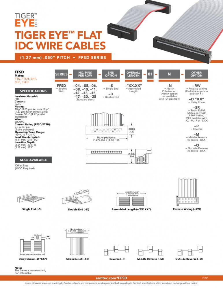Samtec FFSD series technical document preview