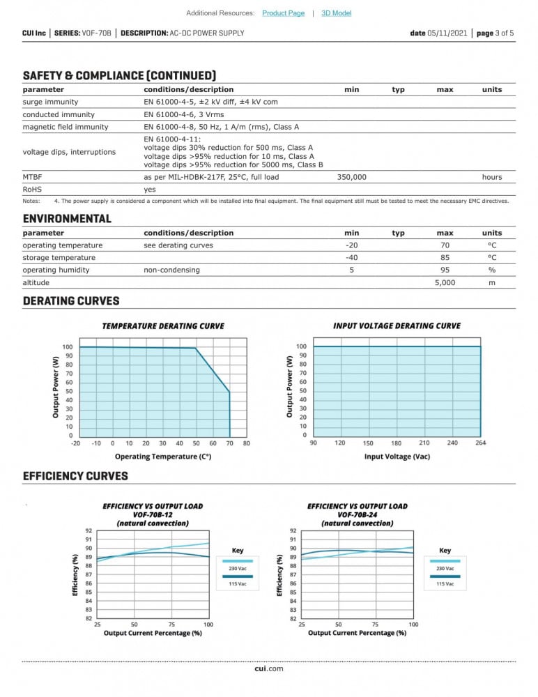 VOF-70B-24 datasheet page 3
