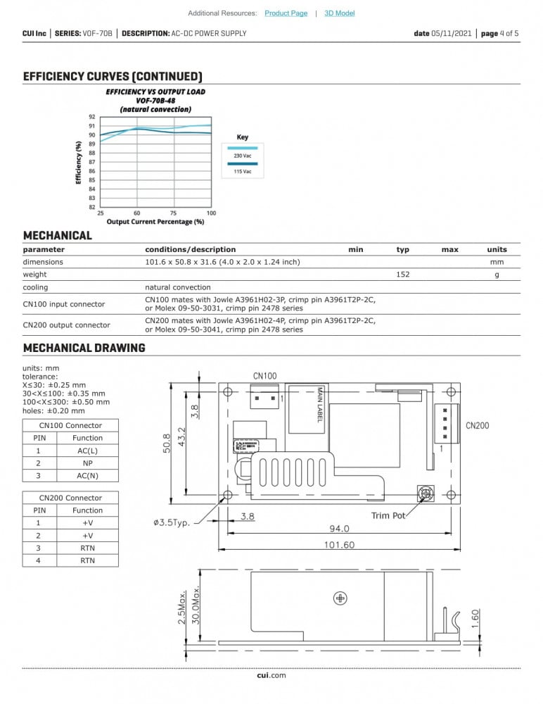 VOF-70B-24 datasheet page 4
