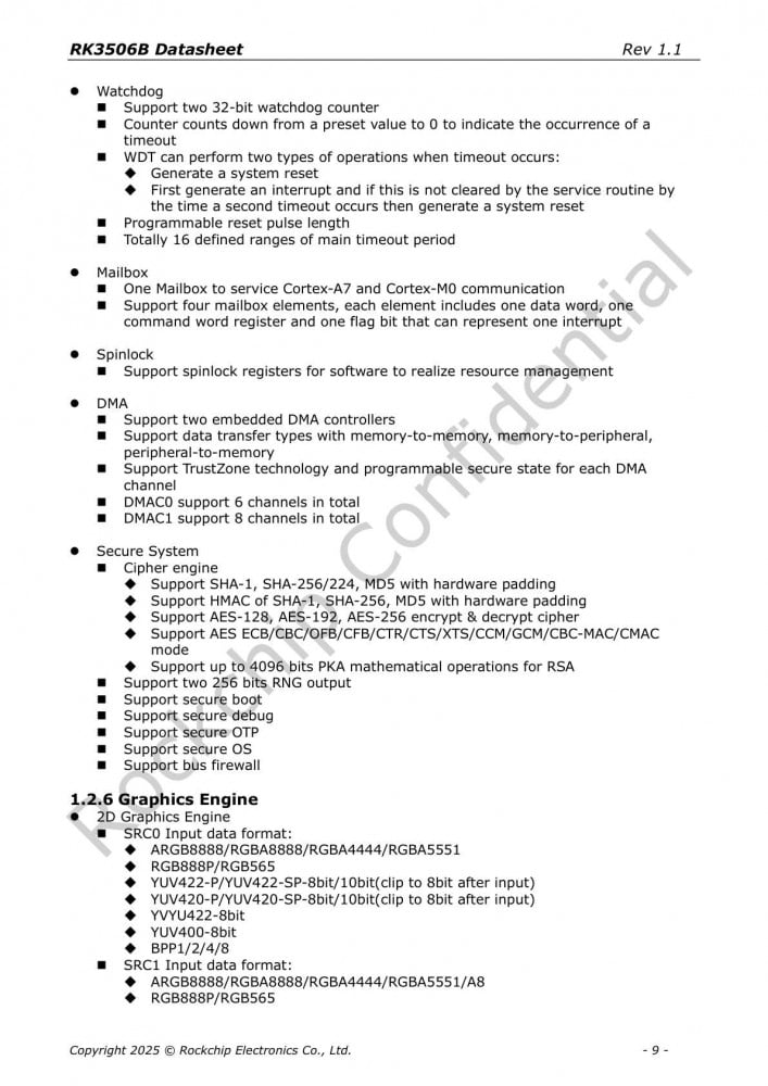 RK3506B datasheet page 9