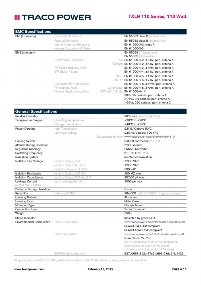 TXLN 110-124 datasheet page 3