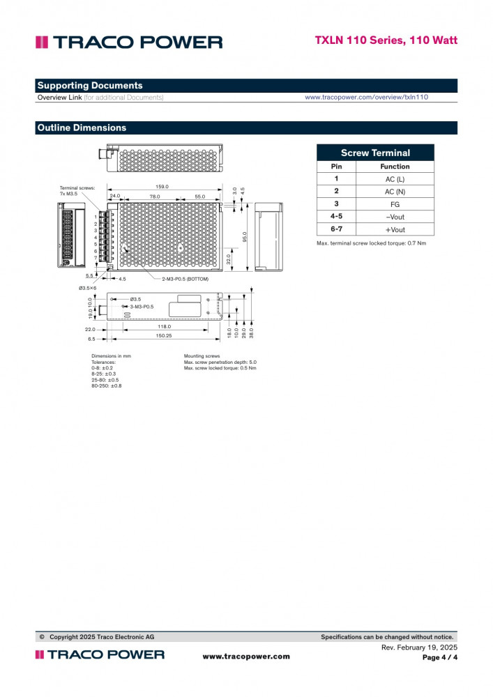 TXLN 110-124 datasheet page 4