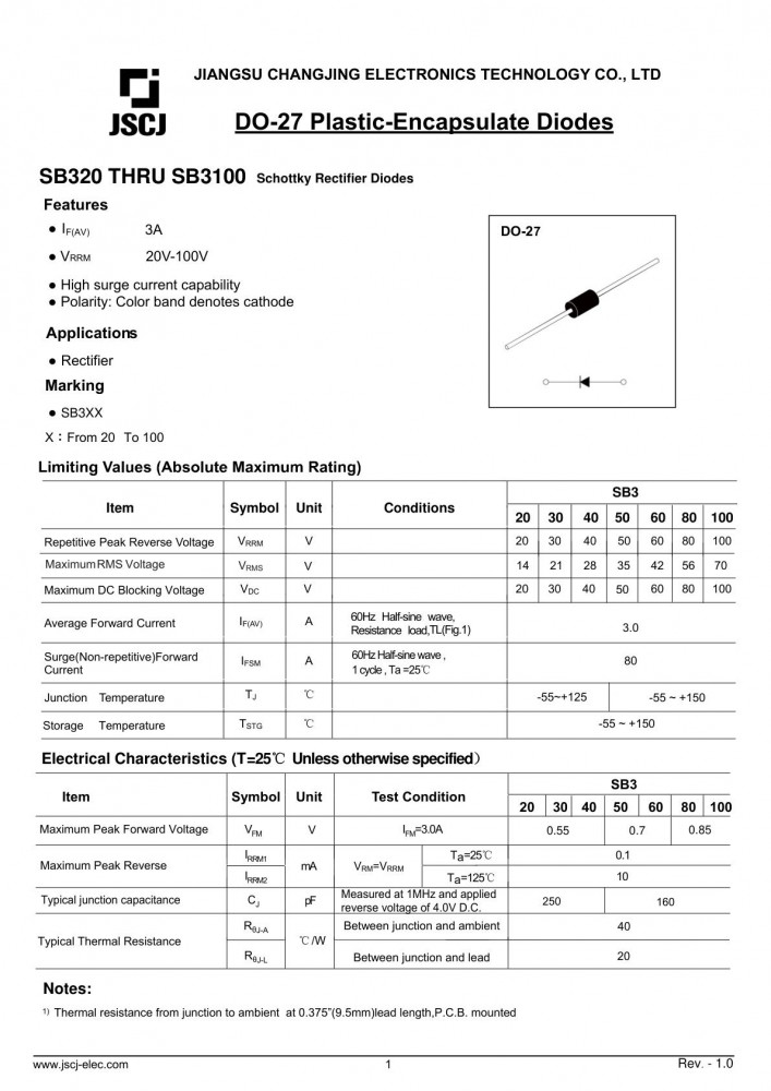 JSCJ SB3100 datasheet page 1