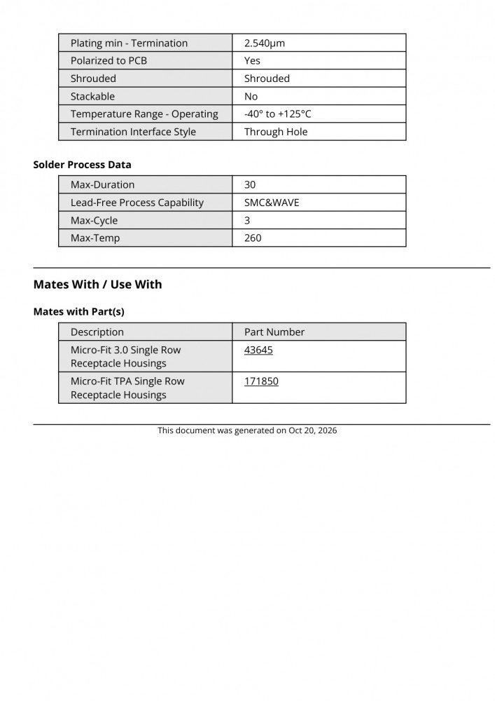 Technical document image 4 for MOLEX 436501102