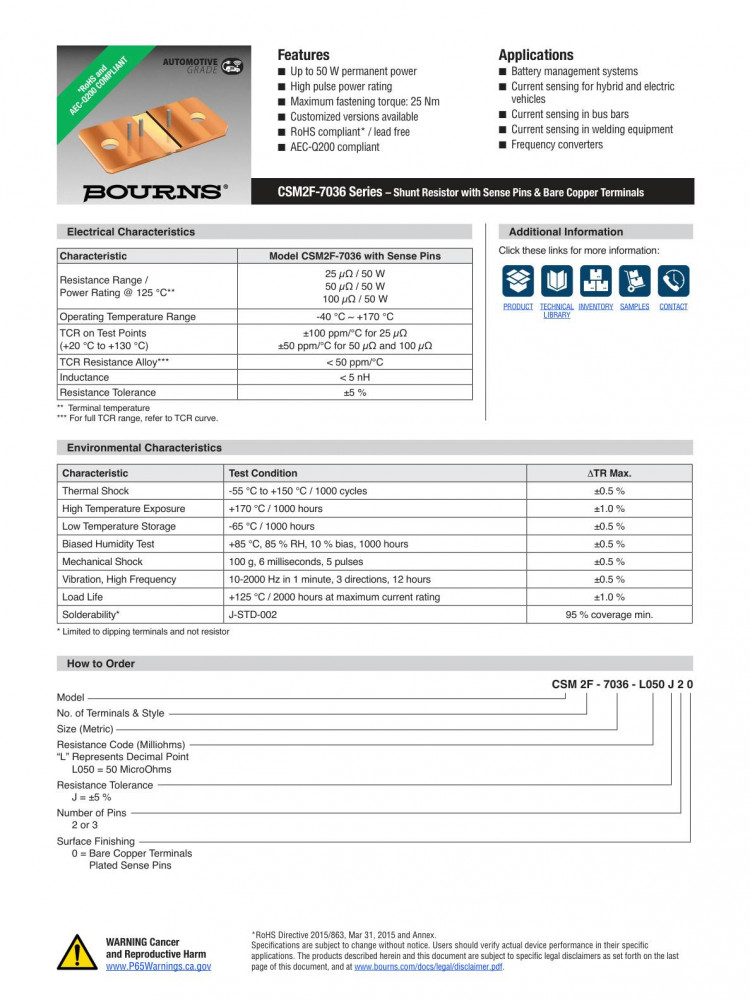 BOURNS CSM2F-7036 datasheet page 1