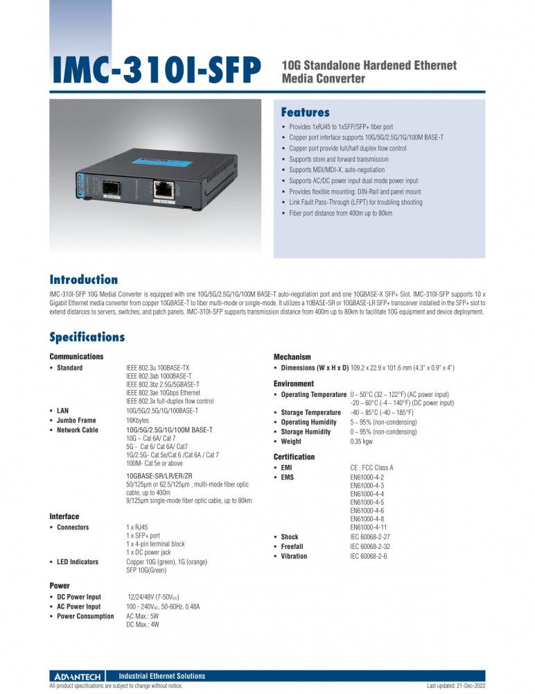 IMC-310I-SFP-A technical document page 1