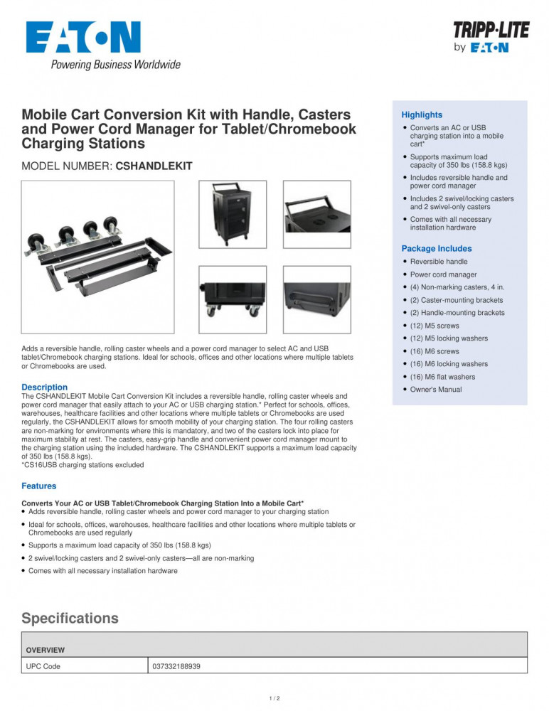 EATON CSHANDLEKIT technical document page 1