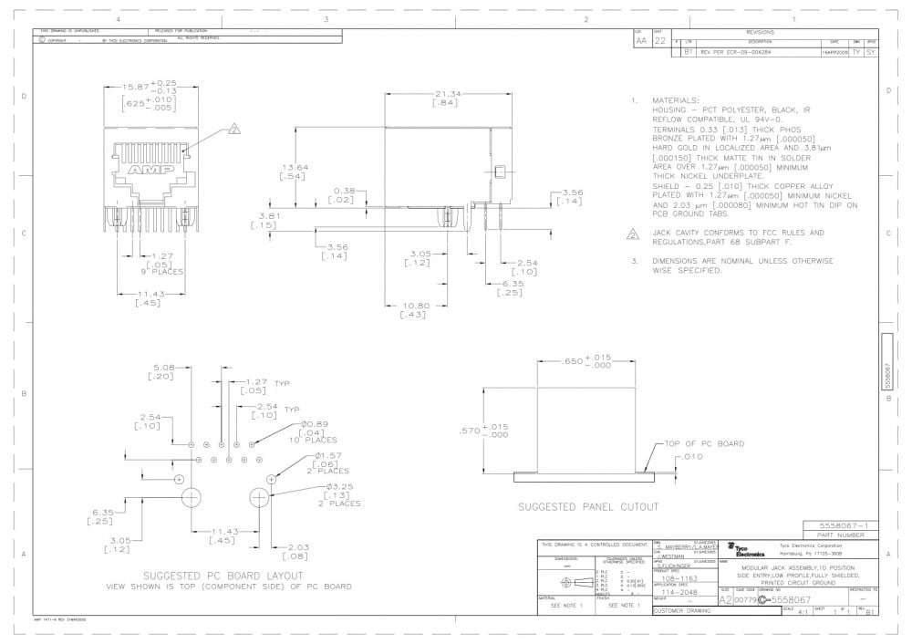 TE Connectivity 5558067-1 controlled drawing preview