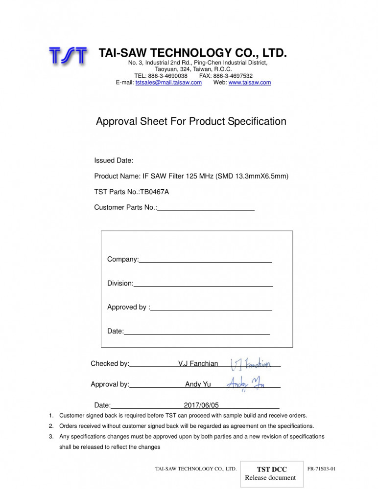 TB0467A datasheet page 1
