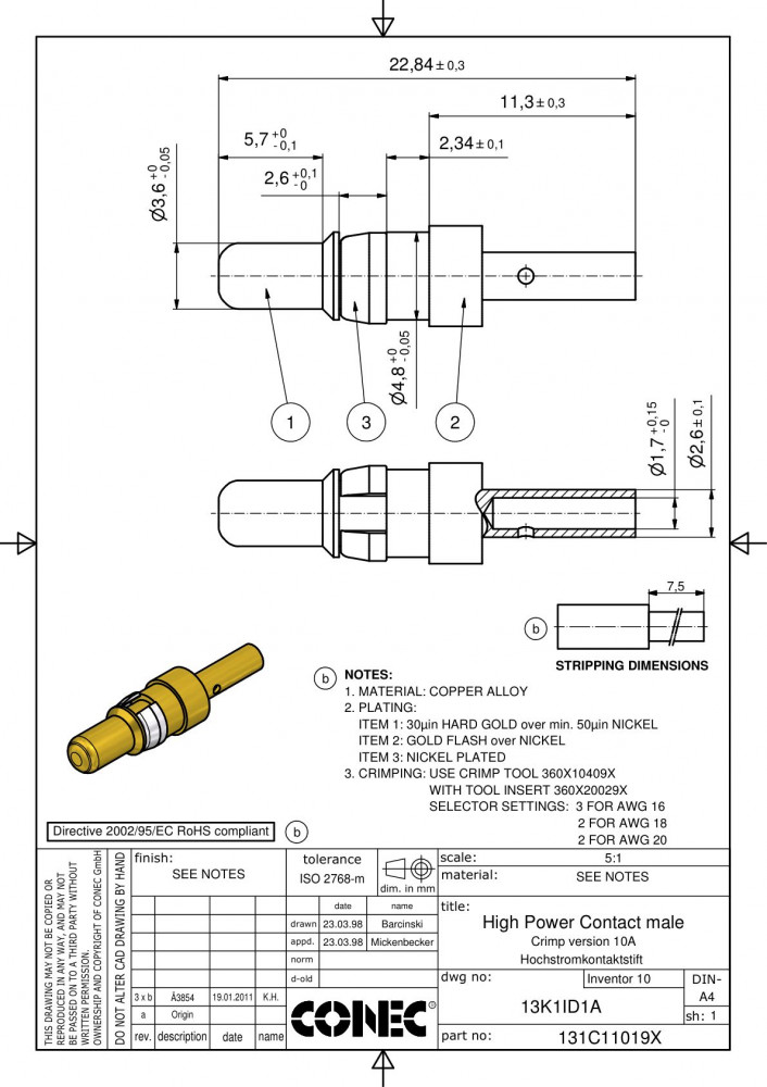 Amphenol 131C11019X technical drawing preview
