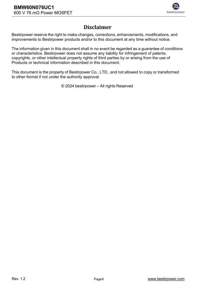 BMW60N076UC1 datasheet page 8