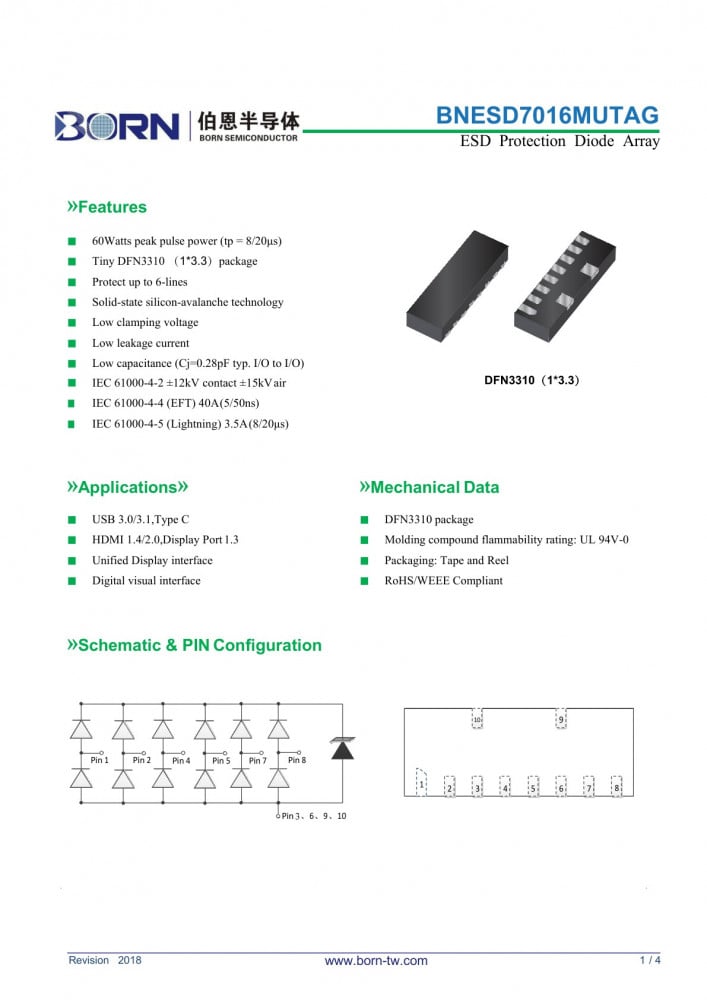 BNESD7016MUTAG datasheet page 1