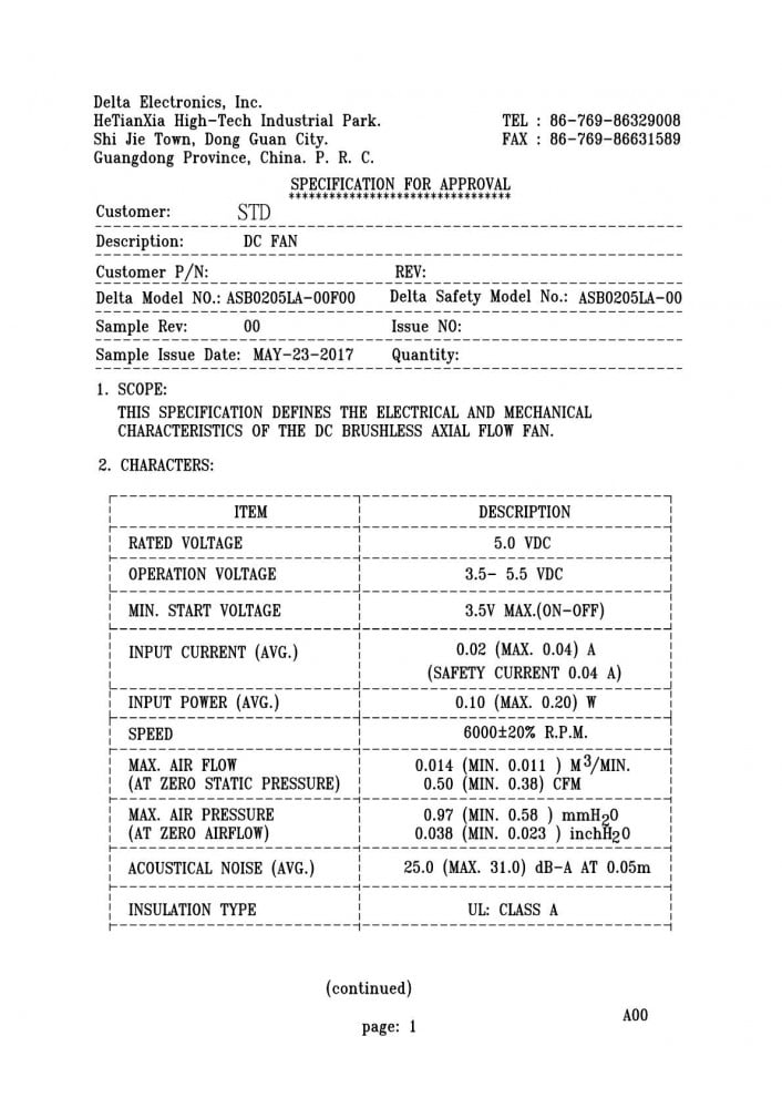 ASB0205LA-00F00 specification page 3