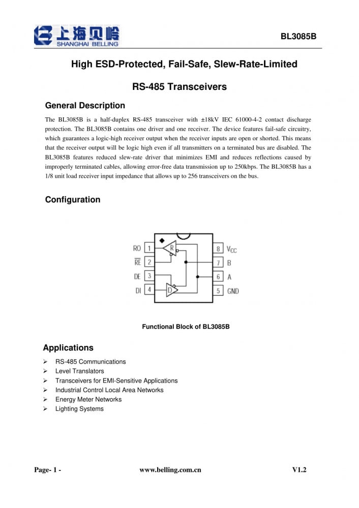 BL3085B datasheet page 1
