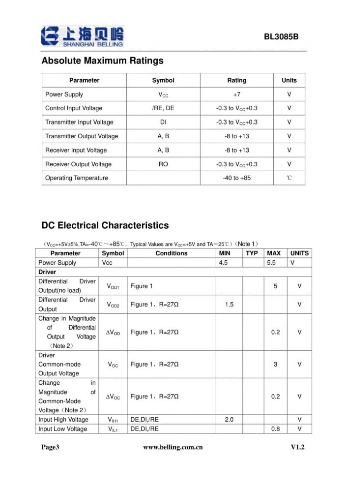 BL3085B datasheet page 3