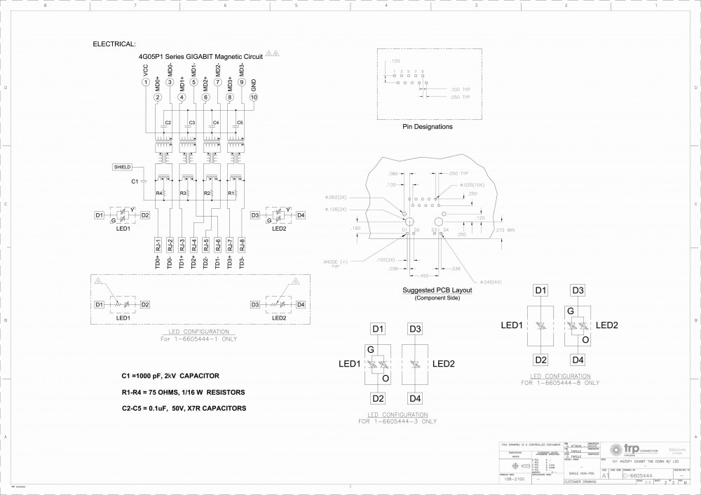 Bel Fuse 6605444-6 controlled drawing page 2