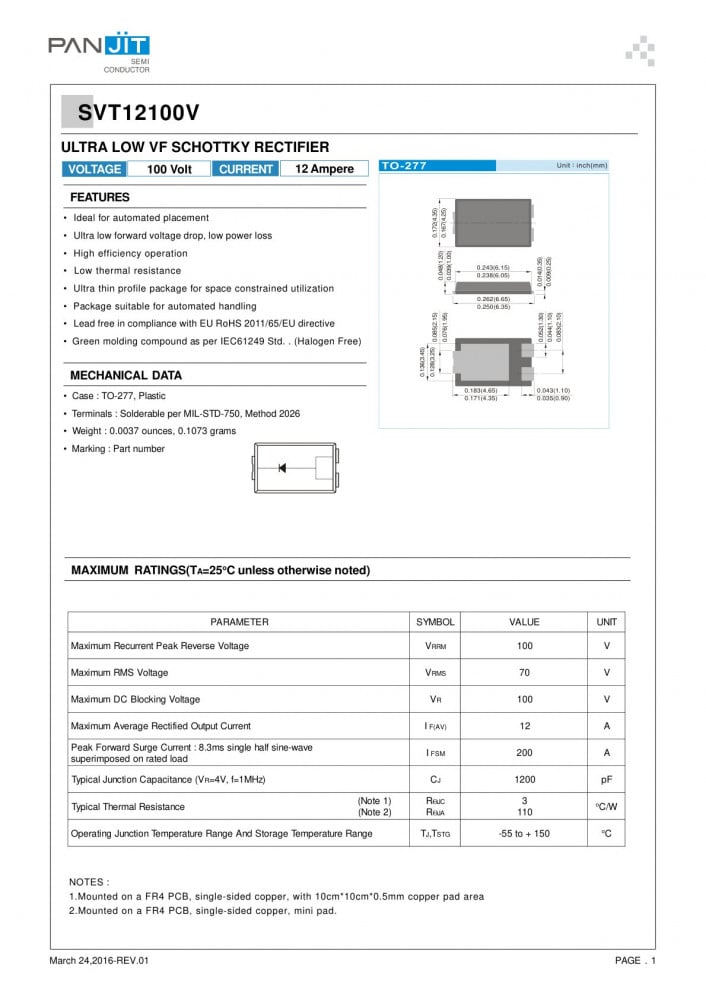 SVT12100V datasheet page 1