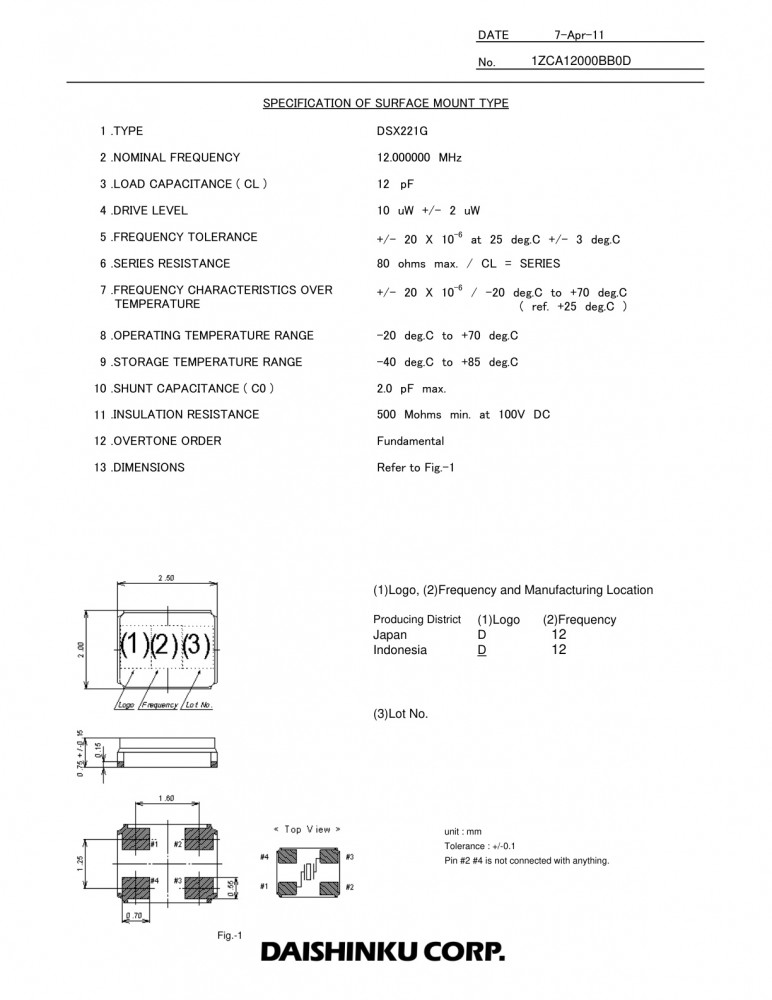 KDS 1ZCA12000BB0D technical specification document