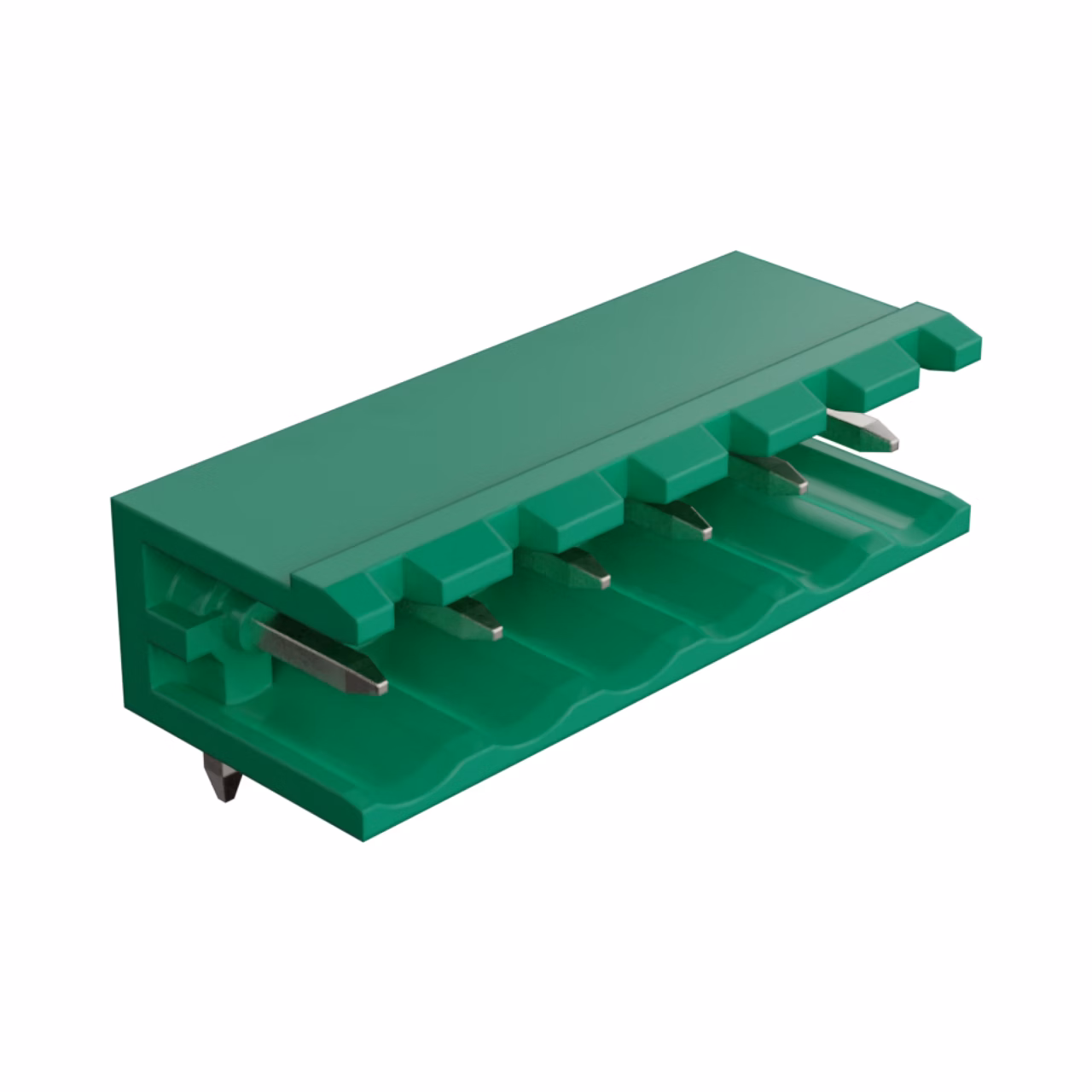 5.08mm Pitch Eurostyle Right-Angle PCB Header, Open Ends, Green Housing, 6 Circuits for sale