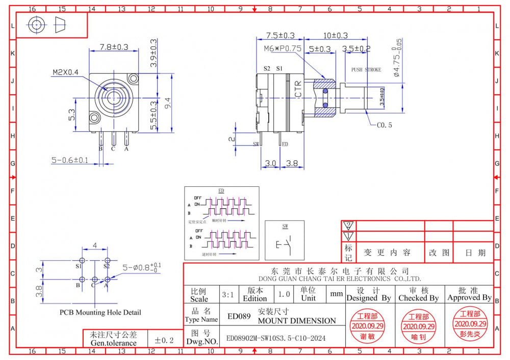ED08902M mounting dimension drawing
